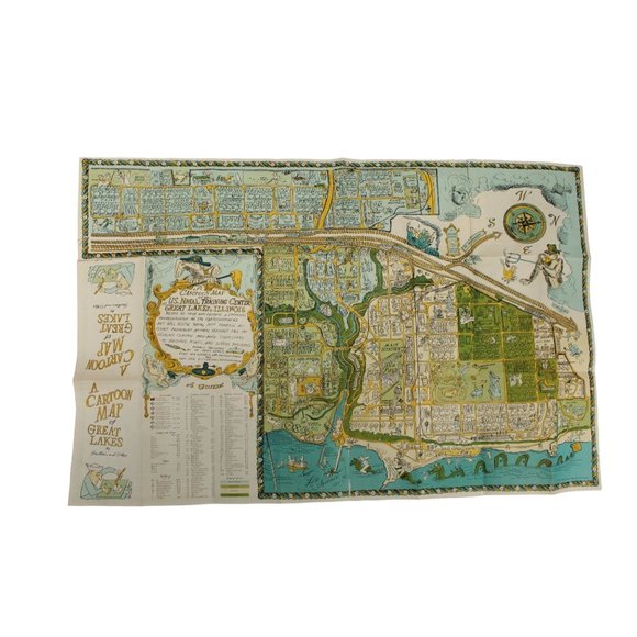 Wall Decor | 1949 A Cartoon Map Of The Great Lakes Gadbois And Ritter ...
